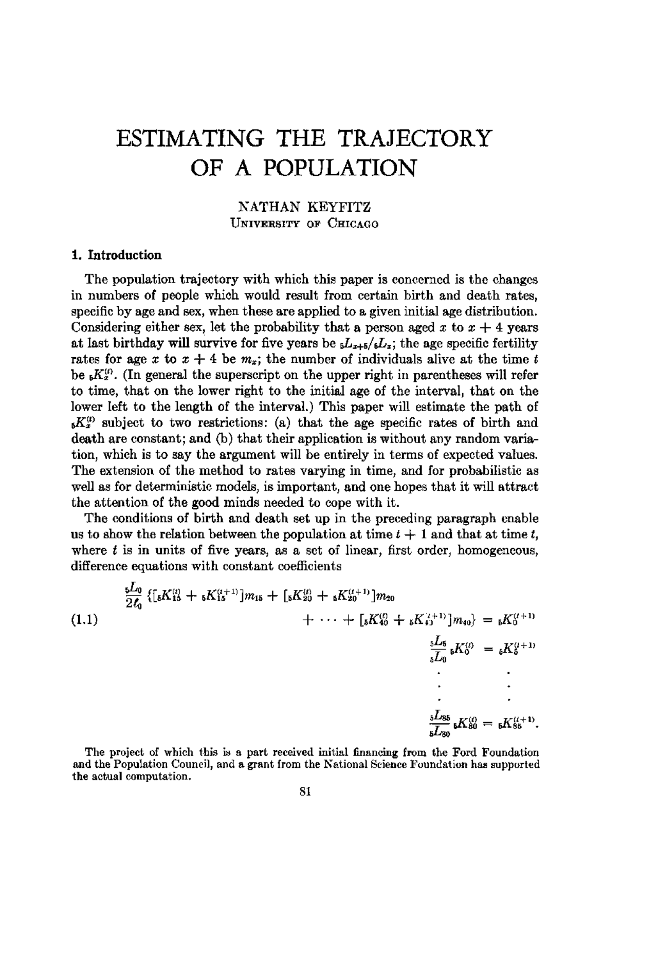 Estimating The Trajectory Of A Population Lecture Notes Geometry