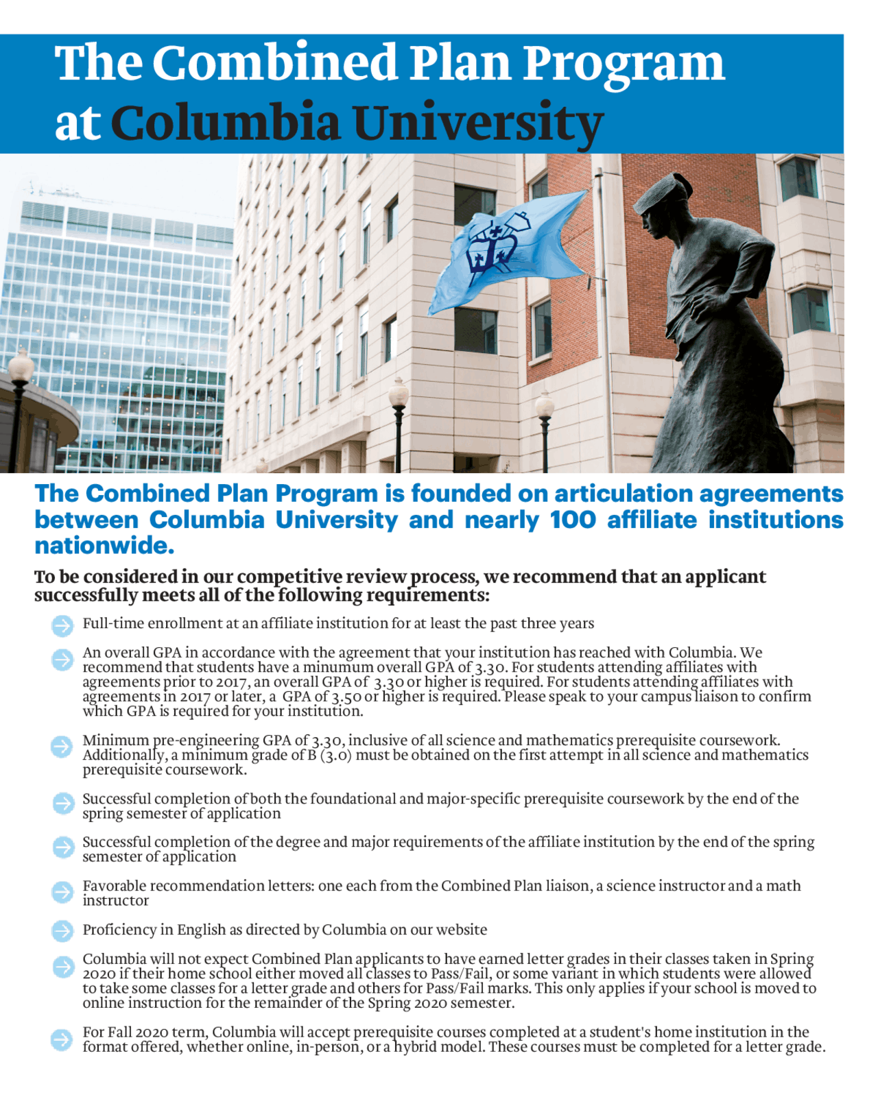 The Combined Plan Program at Columbia University | Study notes Physical ...