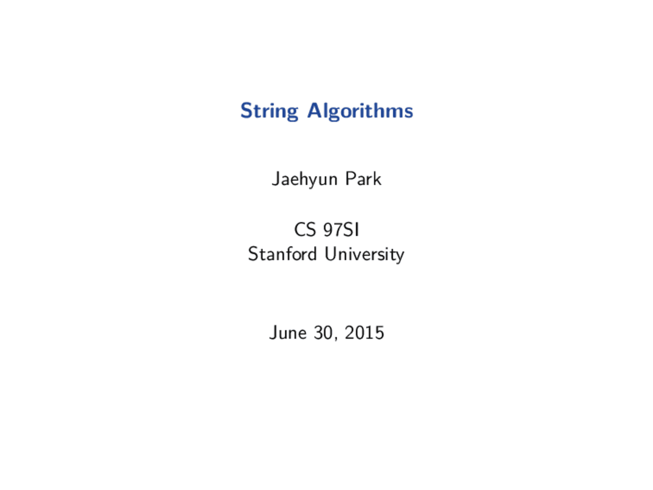 String Algorithms Lecture Notes Algorithms And Programming Docsity