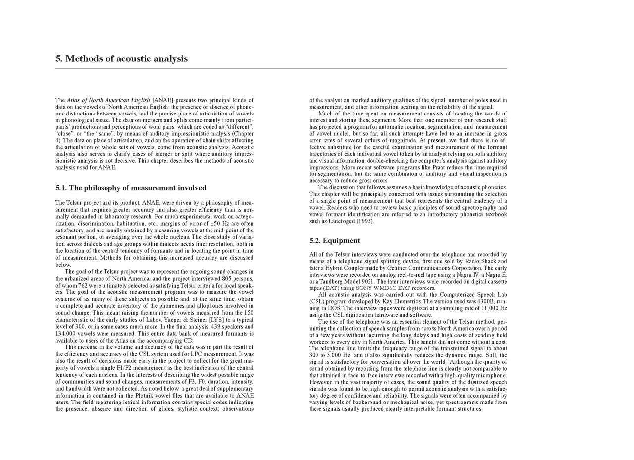 Methods of Acoustic Analysis for the Atlas of North American English ...