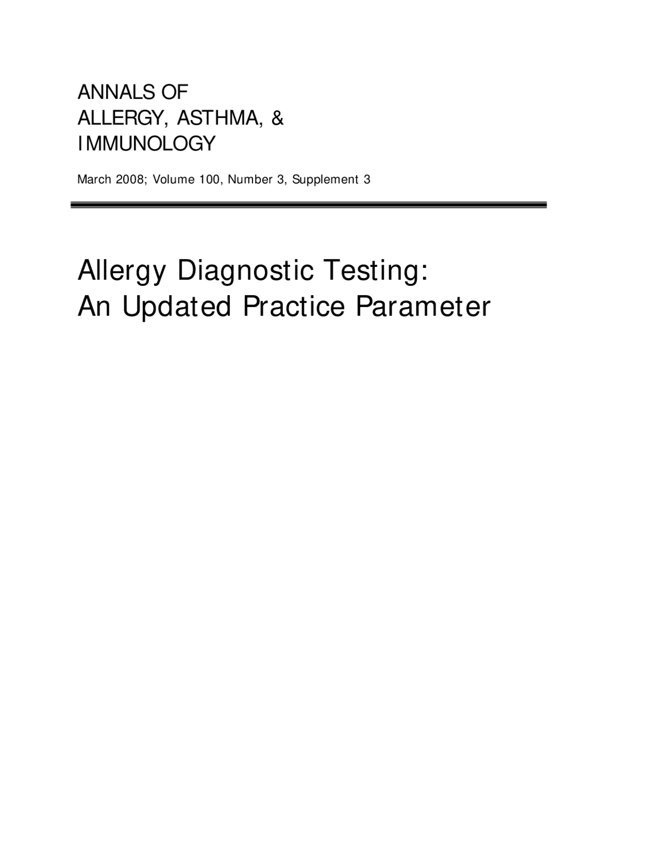 Allergy Diagnostic Testing: An Updated Practice Parameter | Lecture ...