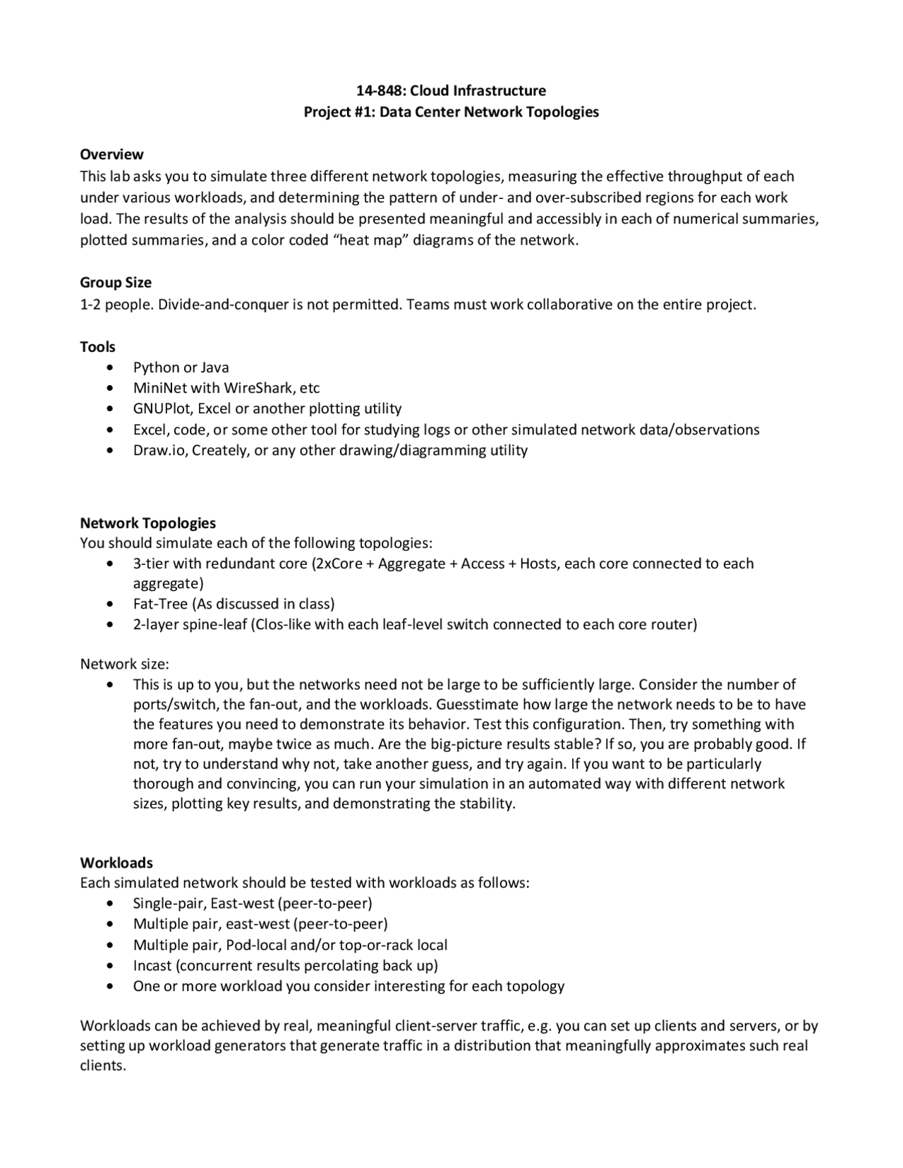 Cloud Infrastructure Data Center Network Topologies Assignments
