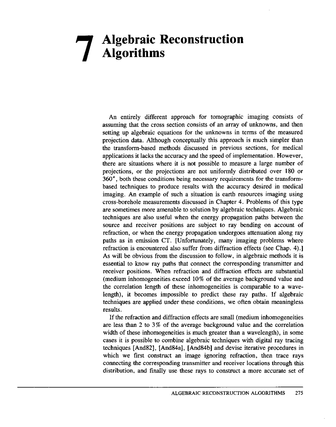 Algebraic Reconstruction Algorithms For Tomographic Imaging Lecture Notes Algorithms And