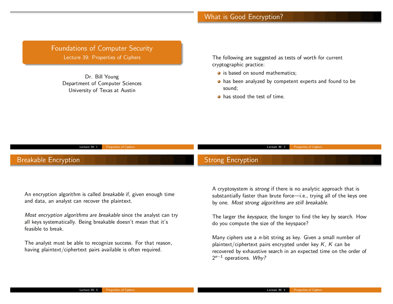 Properties of Ciphers and Good Encryption | Lecture notes Cryptography ...