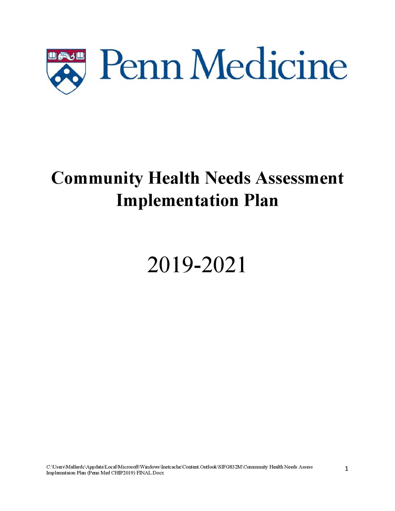 Community Health Needs Assessment Implementation Plan | Study notes ...