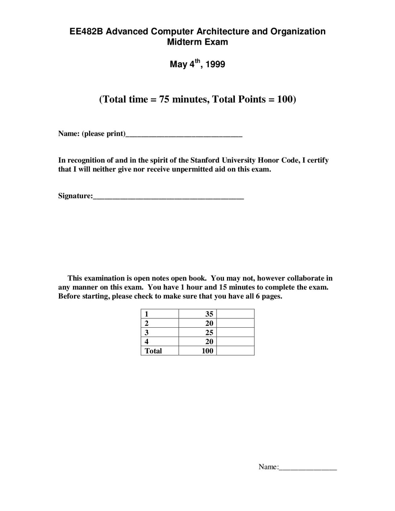 (Total time = 75 minutes, Total Points = 100) | Schemes and Mind Maps ...