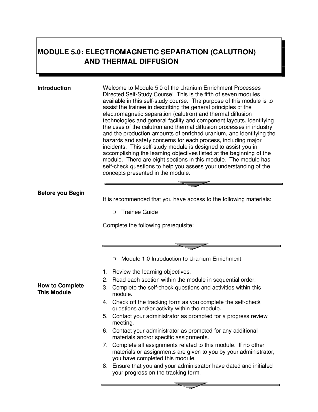 Module 5.0: Electromagnetic Separation (Calutron) and Thermal Diffusion ...