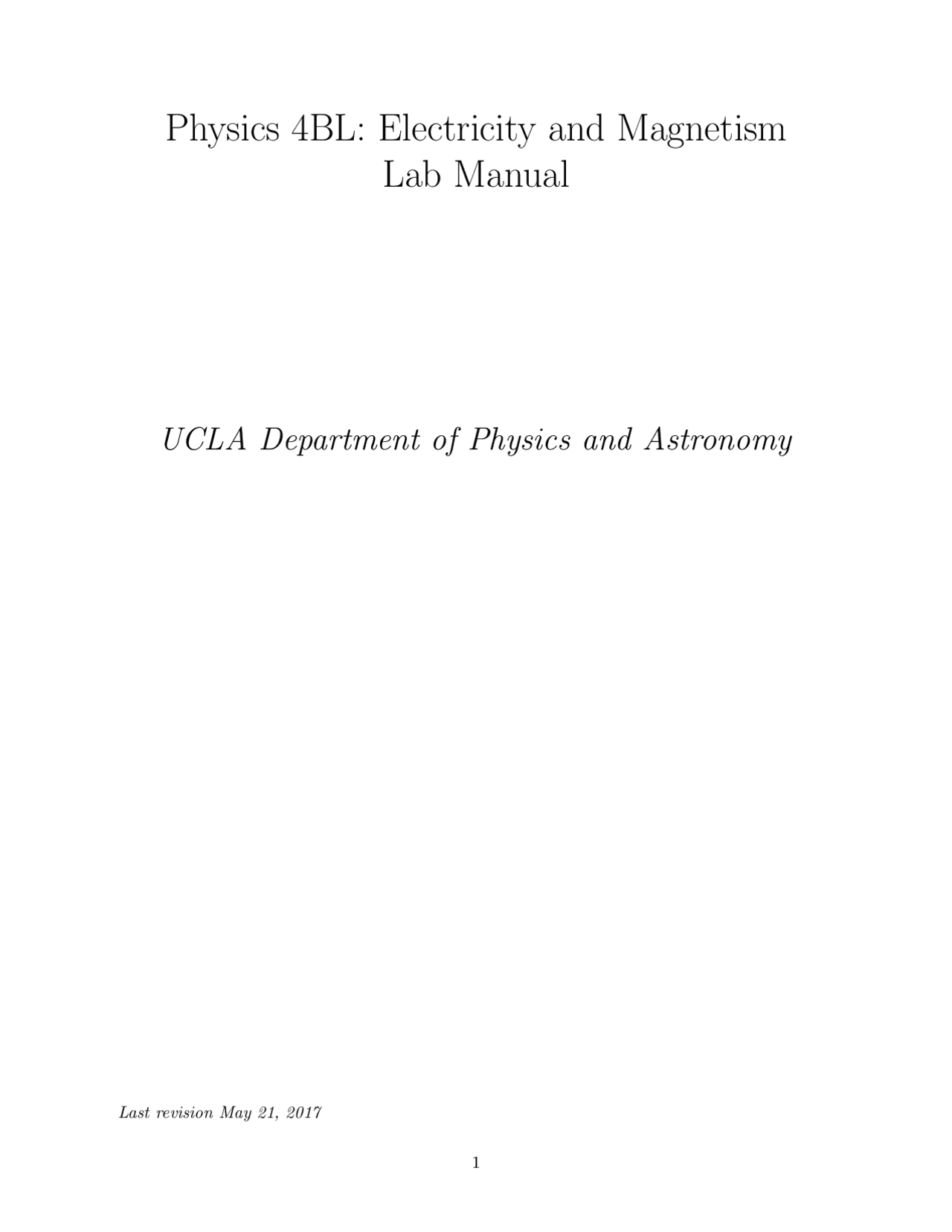 Physics 4BL: Electricity and Magnetism Lab Manual | Summaries ...