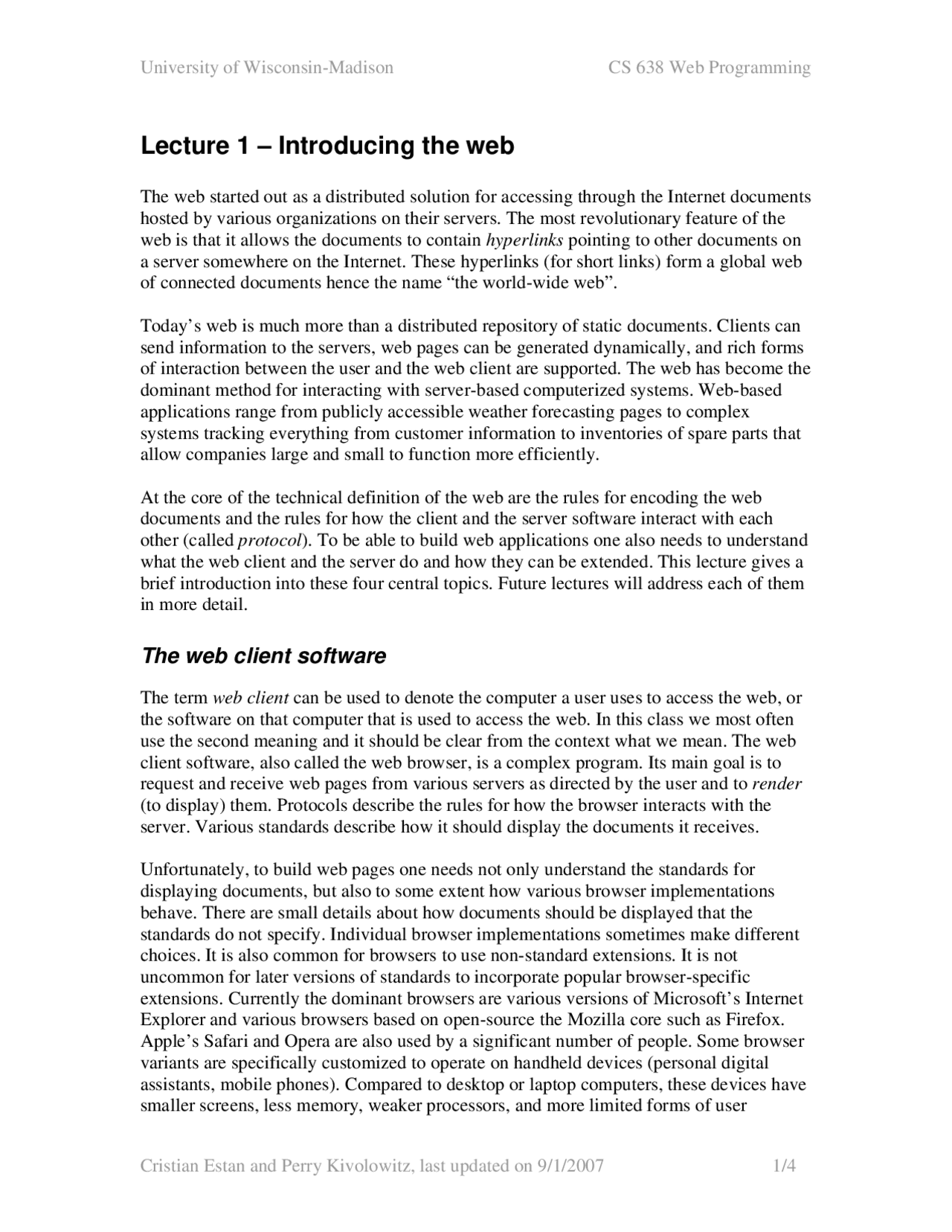 Introducing the Web | Lecture notes Web Application Development | Docsity