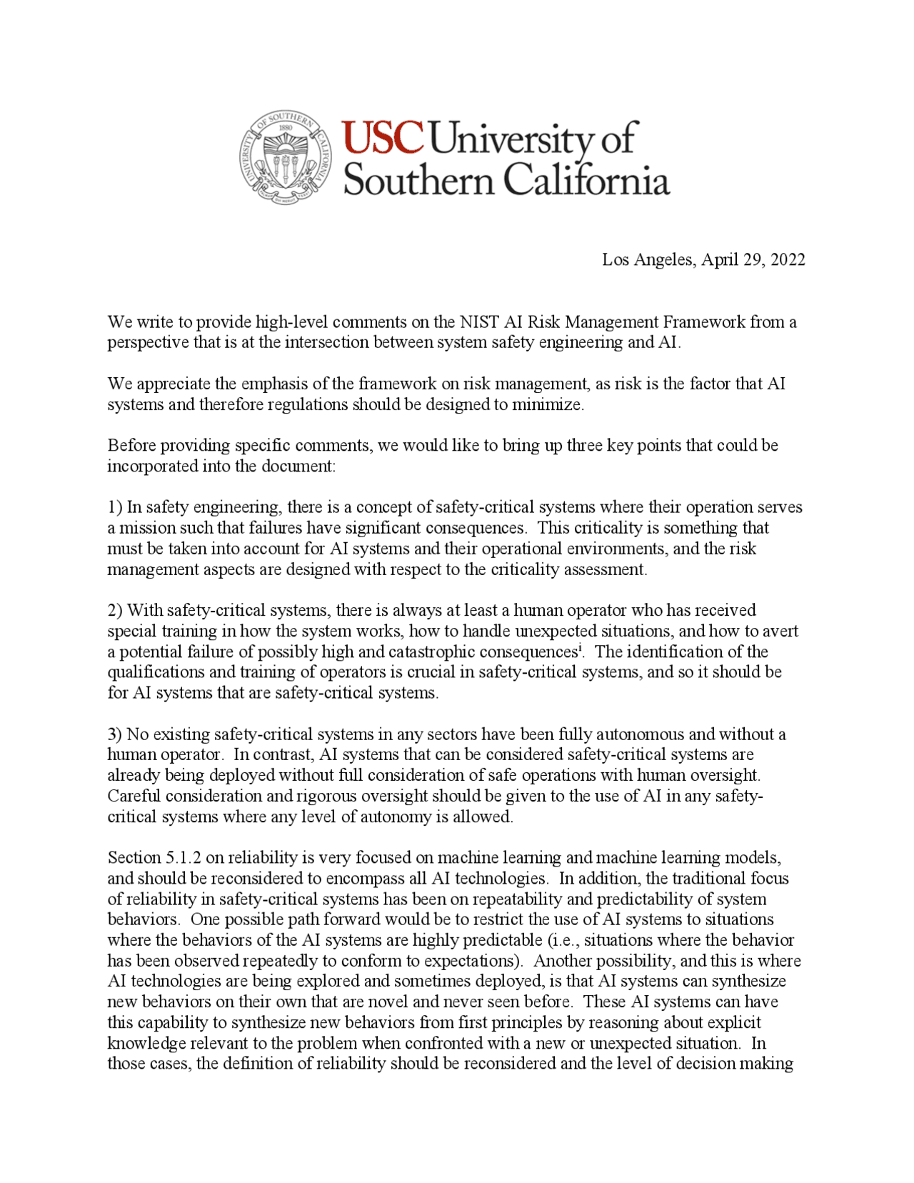 Comments on NIST AI Risk Management Framework from a System Safety ...