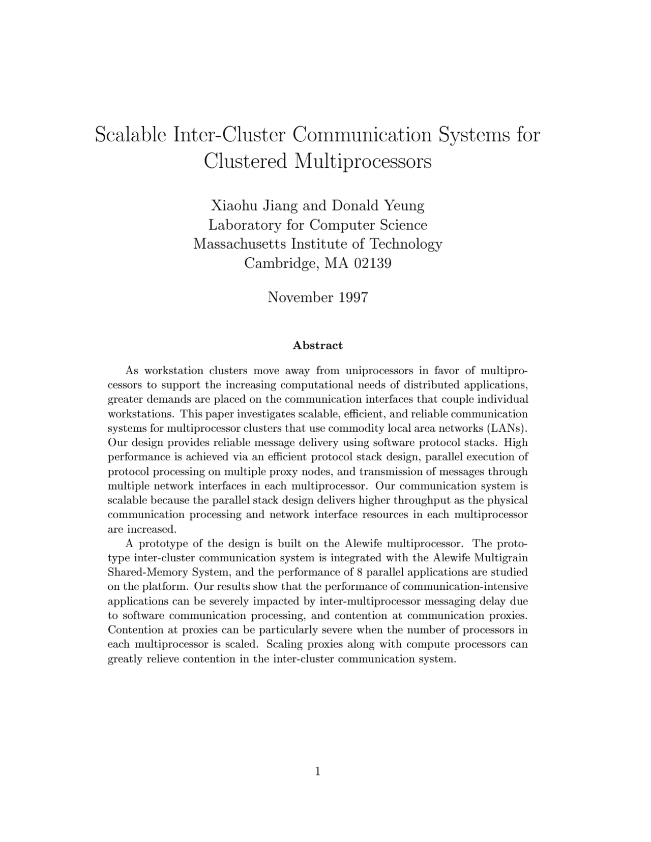 Scalable Inter-Cluster Communication Systems for Clustered ...