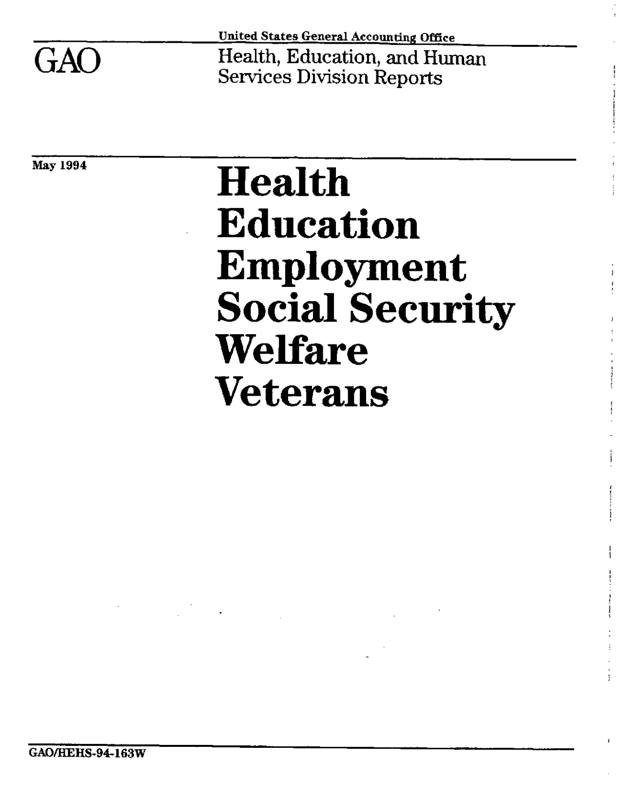 United States General Accounting Office Health, Education, and Human ...