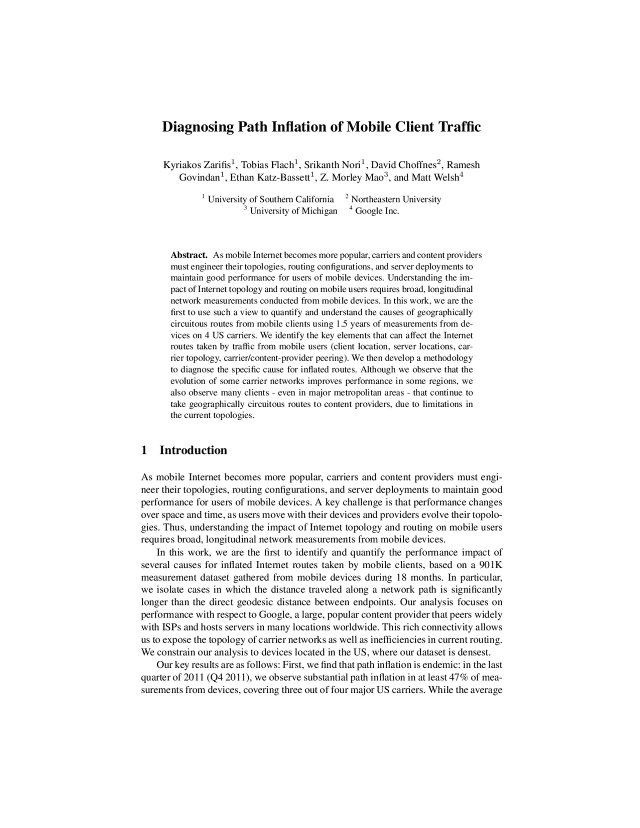 Diagnosing Path Inflation Of Mobile Client Traffic Lecture Notes