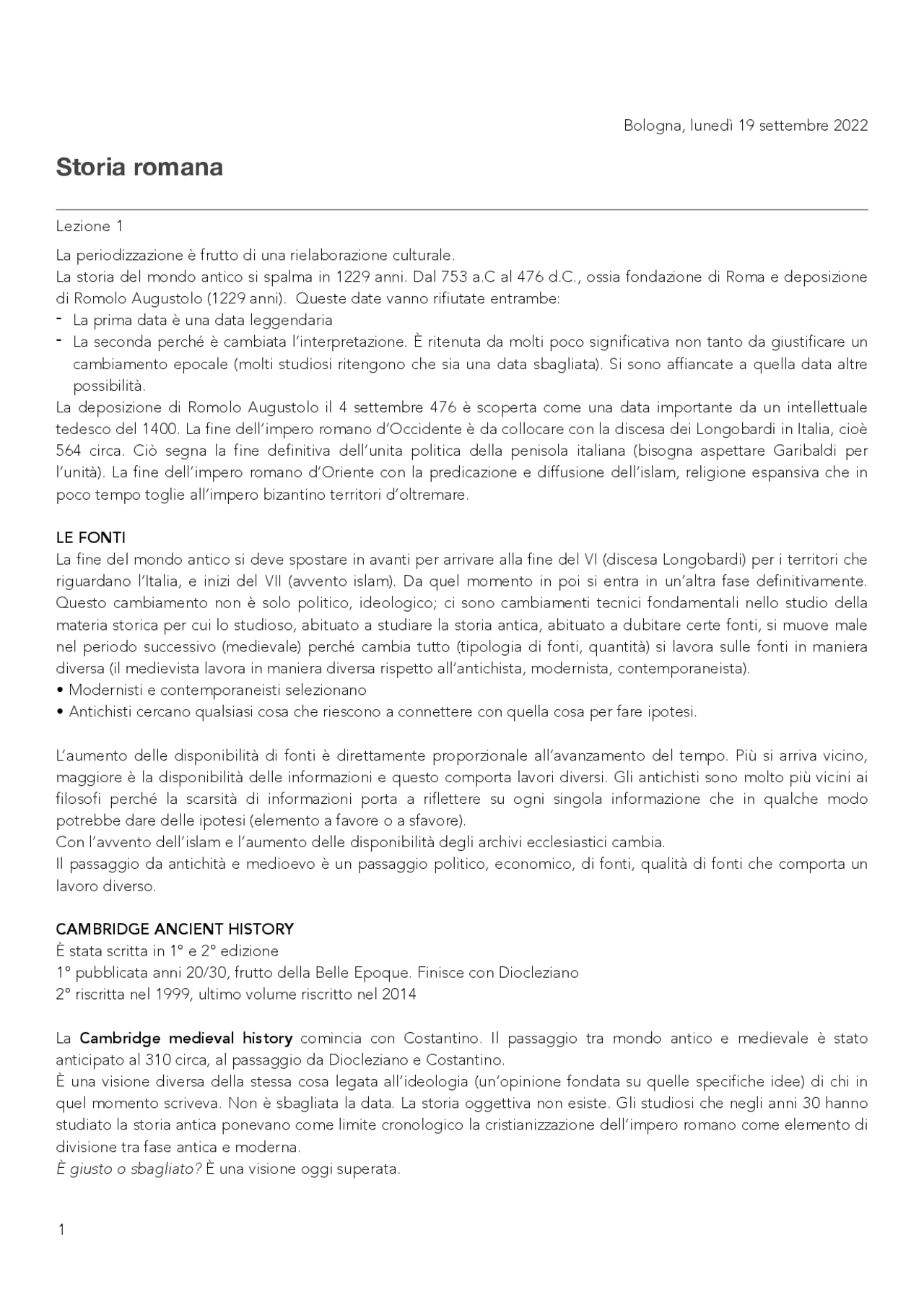 Sbobine storia romana, dalle origini alla tarda antichità | Sbobinature ...