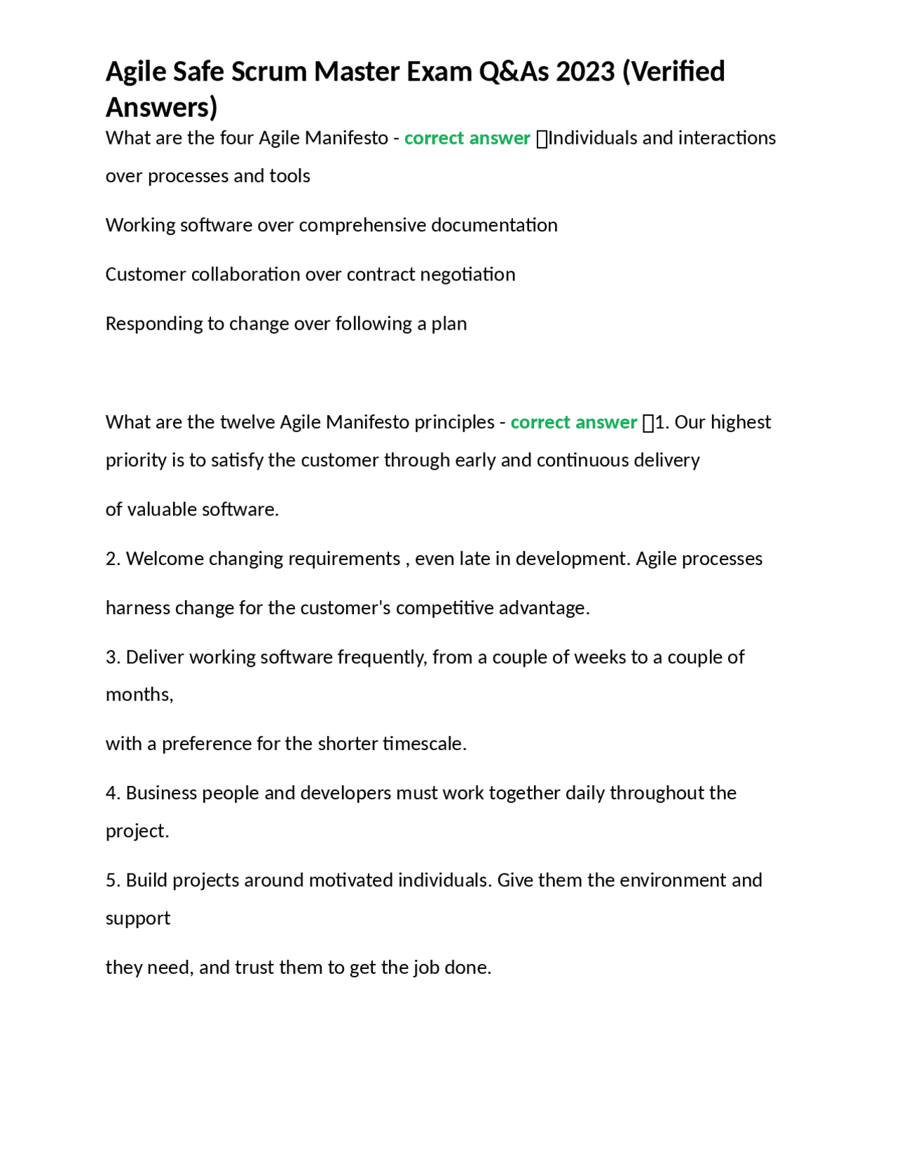 Agile Safe Scrum Master Exam Q&As 2023 (Verified Answers) 100% | Exams ...
