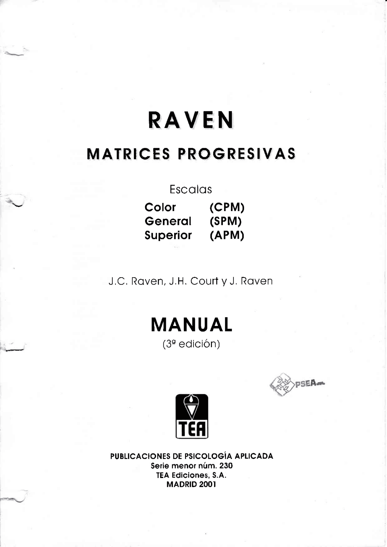 Manual matrices de raven | Guías, Proyectos, Investigaciones de ...