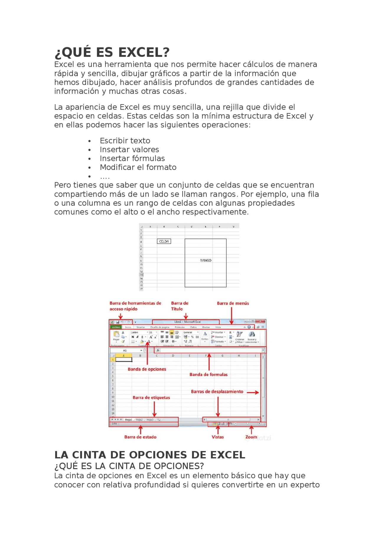Es un documento con información de Excel | Monografías, Ensayos de Informática | Docsity