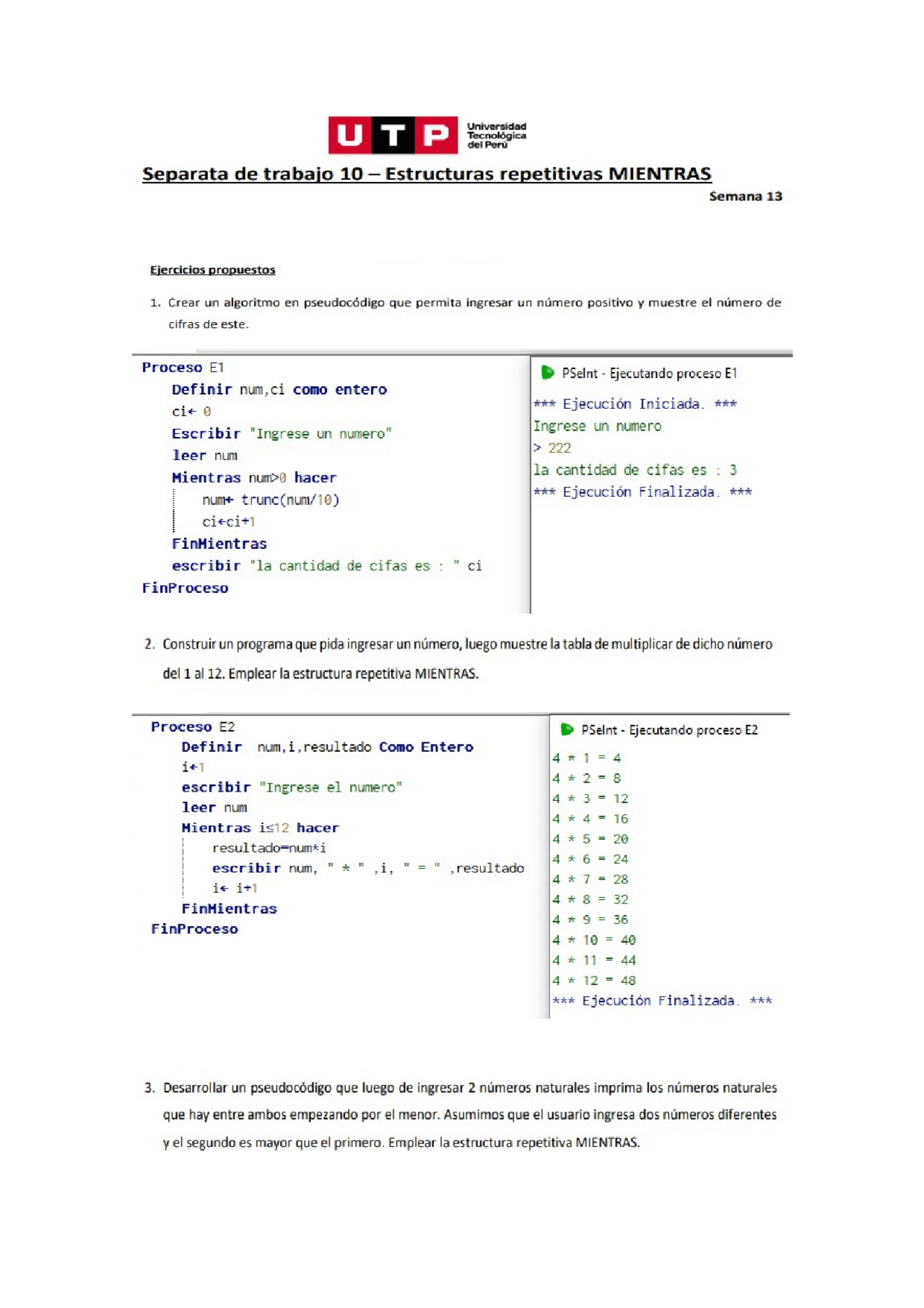 Tarea Algoritmo Semana 12 Ejercicios De Algoritmos Y Programación