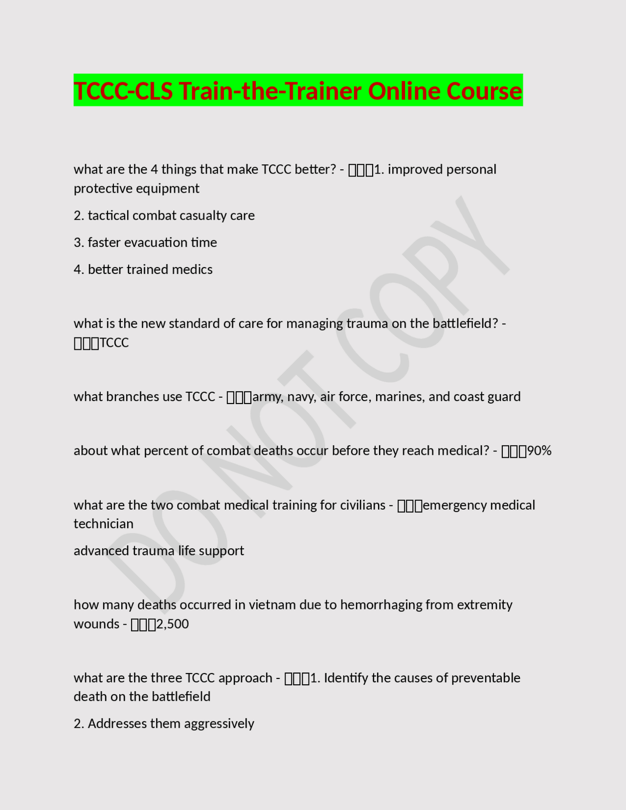 TCCC-CLS Train-the-Trainer Online Course | Exams Physical Activity and ...