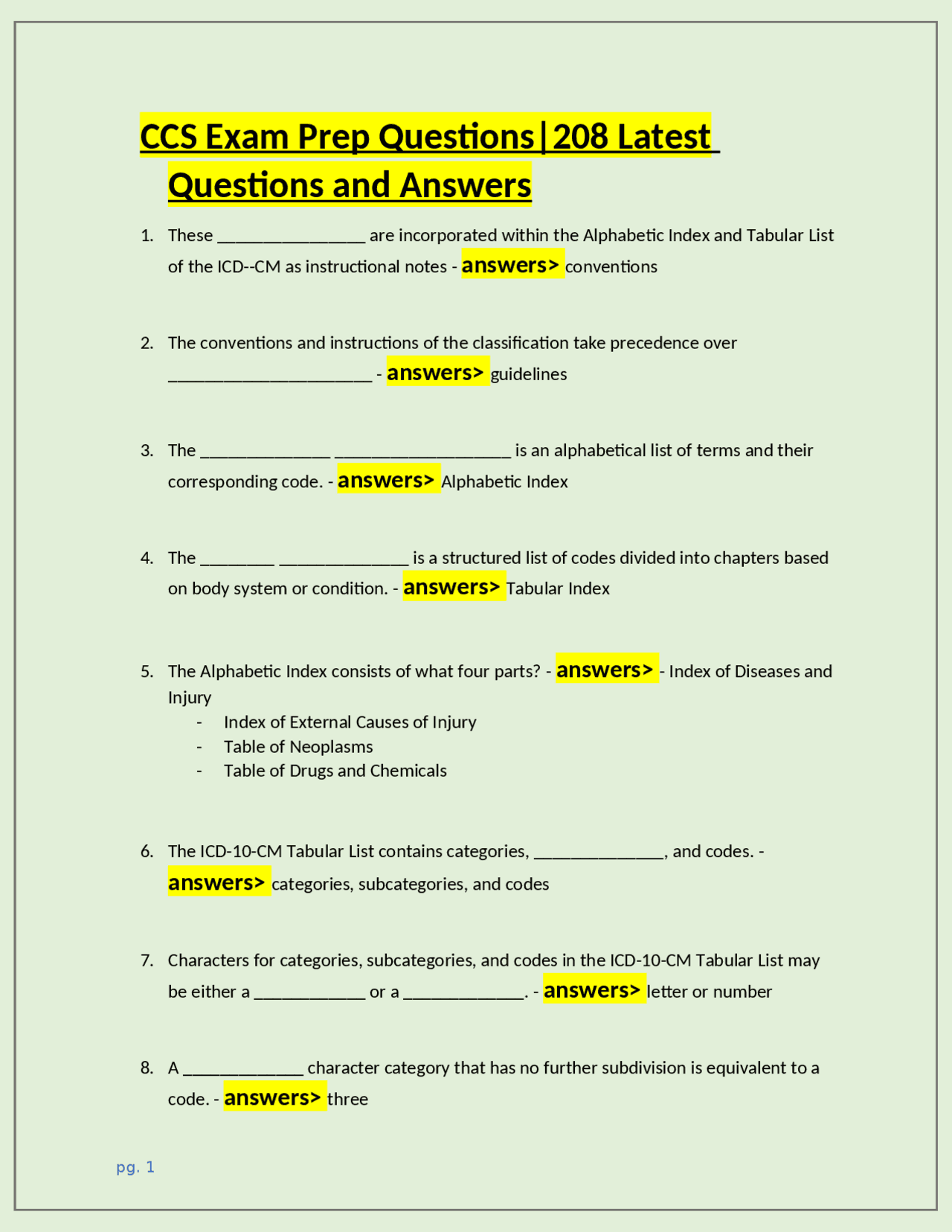 CCS Exam Prep Questions|208 Latest Questions and Answers | Exams ...