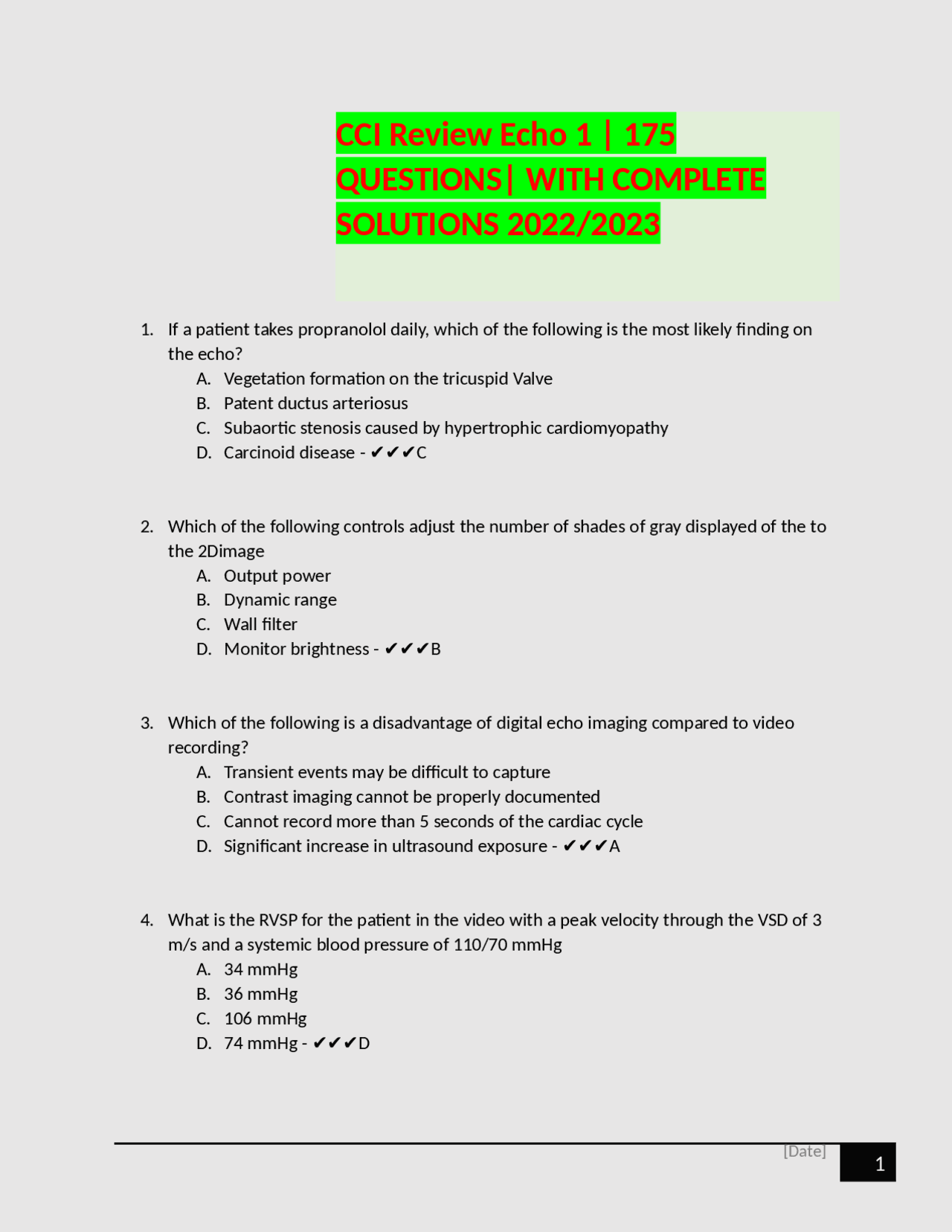 CCI Review Echo 1 | 175 QUESTIONS| WITH COMPLETE SOLUTIONS 2022/2023 ...