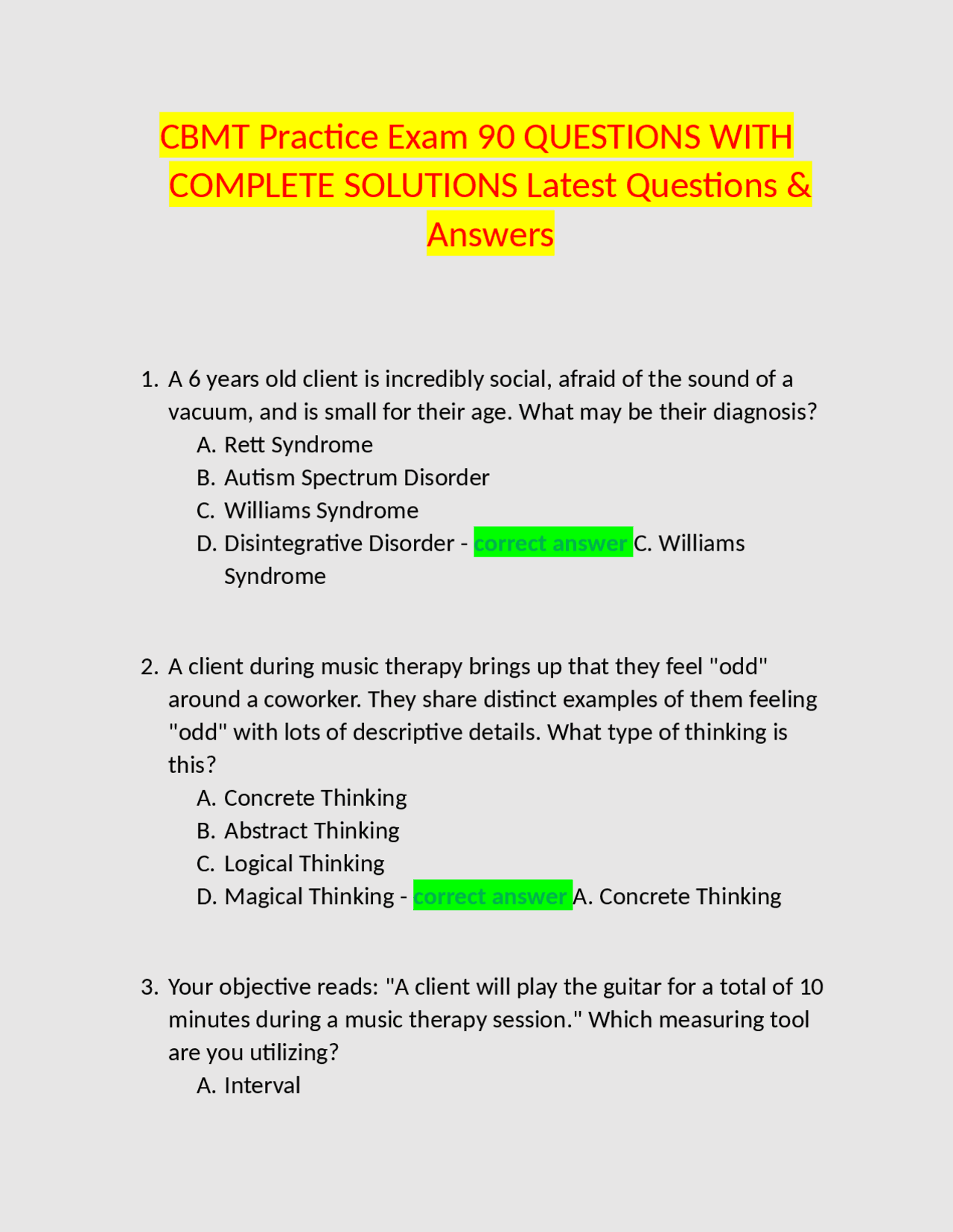 CBMT Practice Exam 90 QUESTIONS WITH COMPLETE SOLUTIONS Latest ...