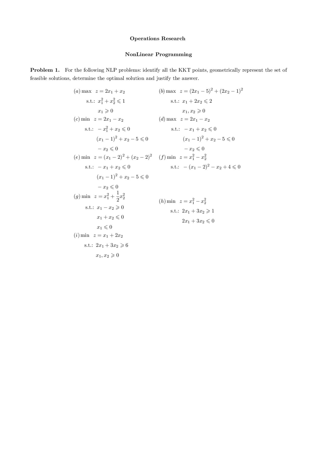 Nonlinear Programming Optimizing Complex Problems Cheat Sheet Law Docsity