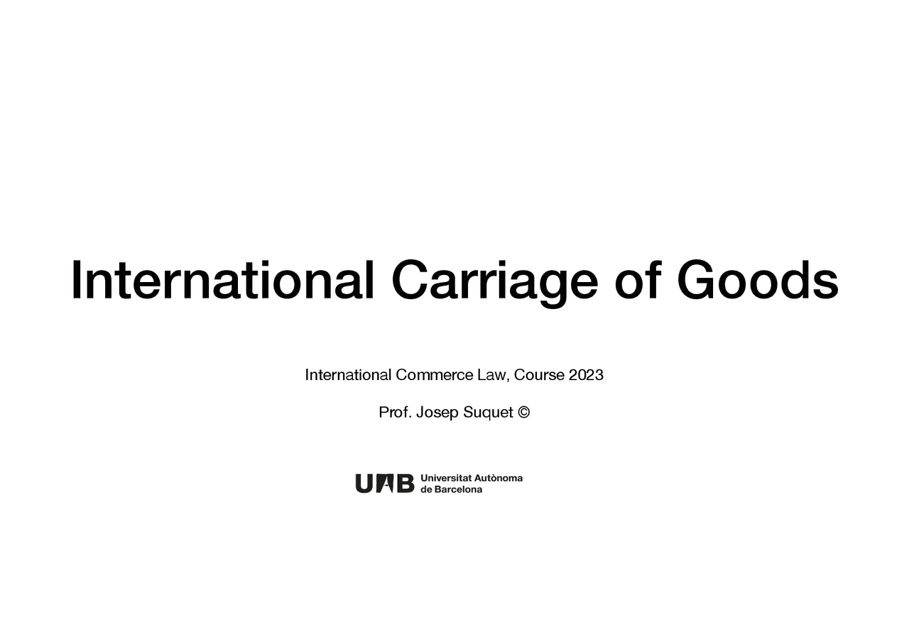 International Carriage of Goods: Navigating the Global Logistics ...