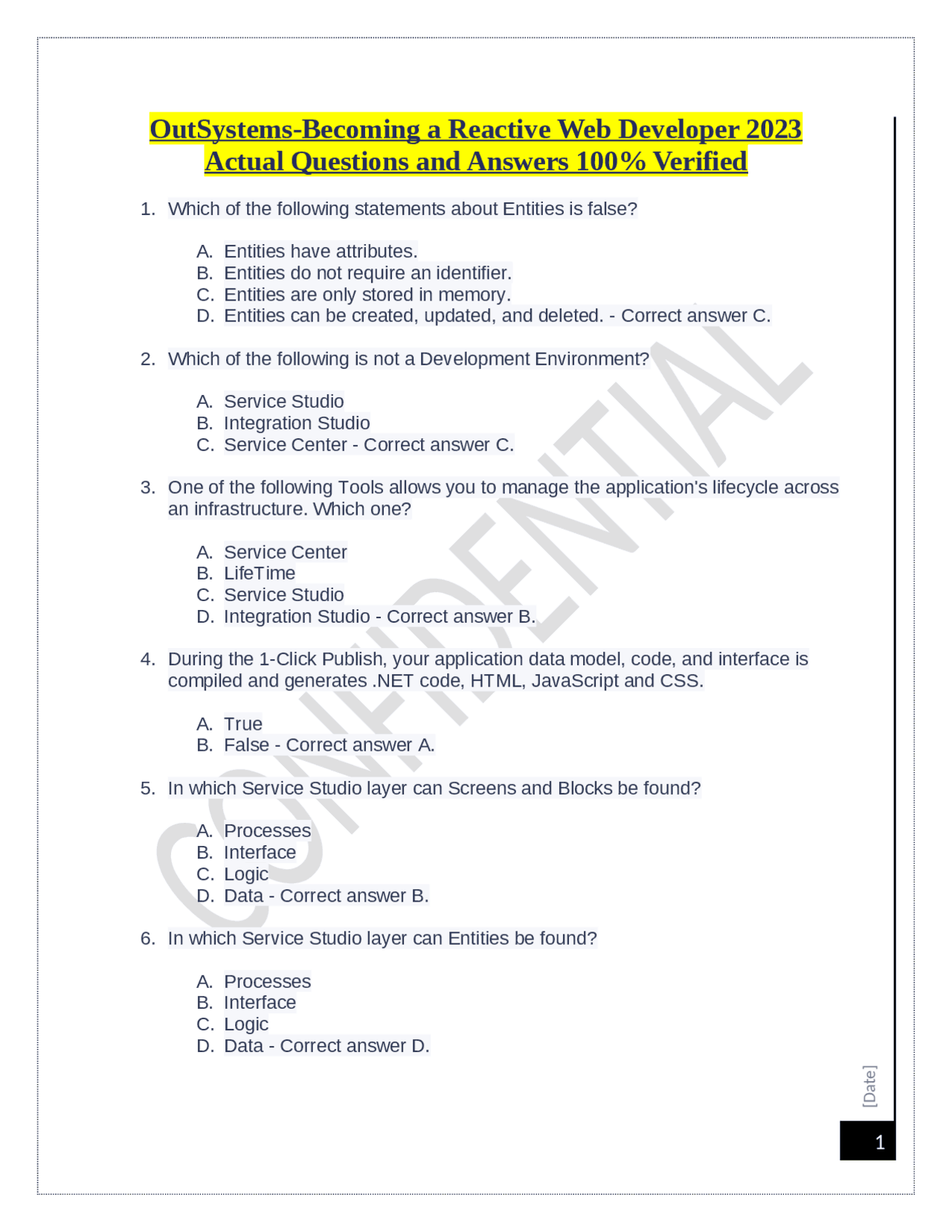 OutSystems - Becoming a Reactive Web Developer 2023 Actual Questions and Answers 100% Veri ...