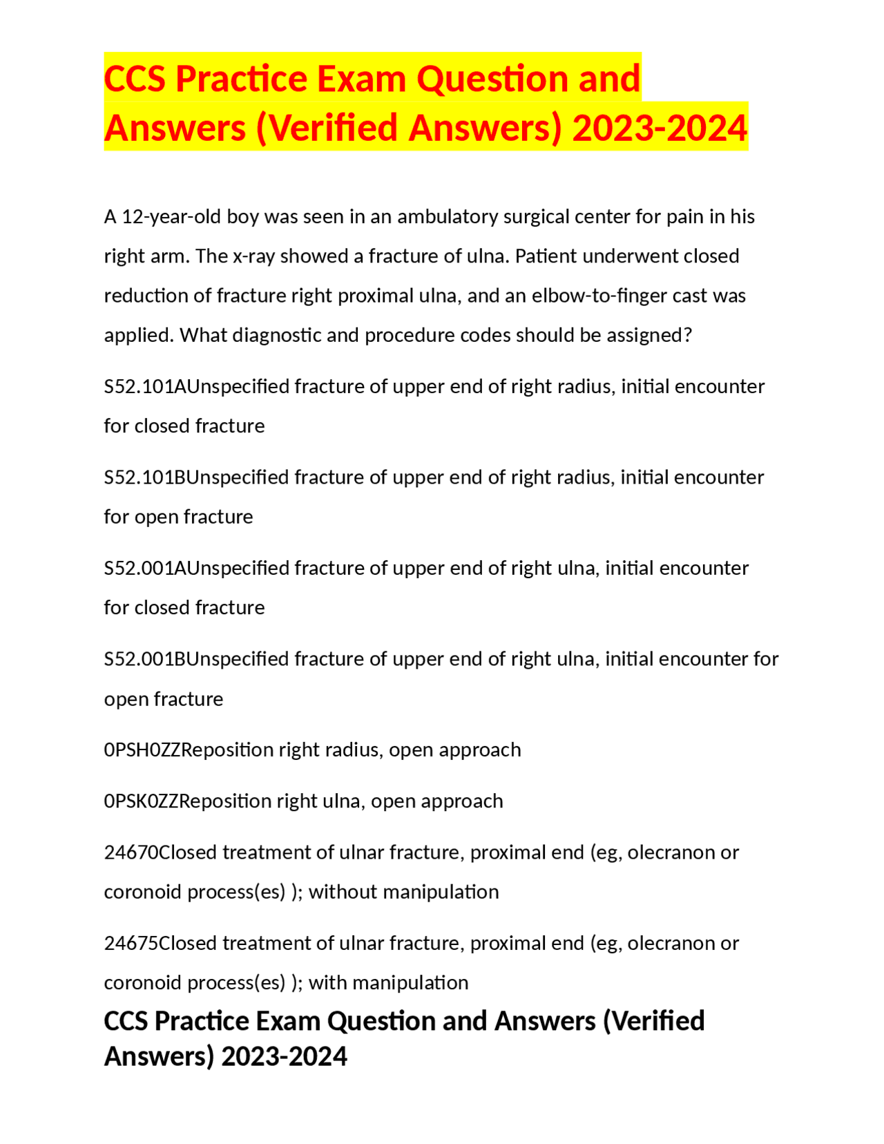 CCS Practice Exam Question and Answers (Verified Answers) 2023-2024 ...