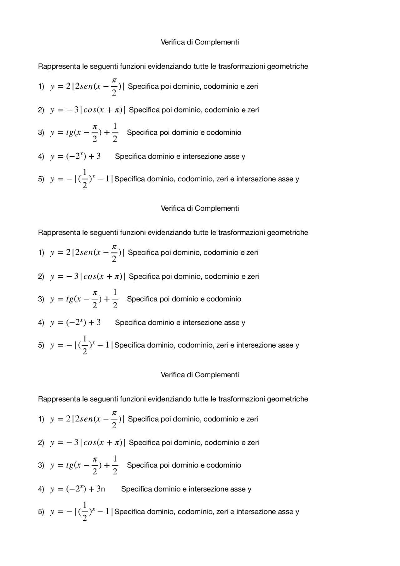Trasformazioni geometriche goniometriche | Prove d'esame di Complementi ...