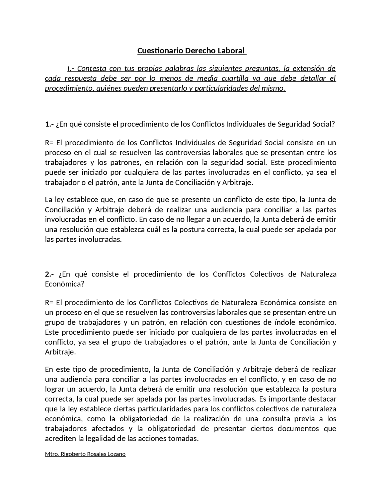 Cuestionario Derecho 1 | Ejercicios de Derecho | Docsity