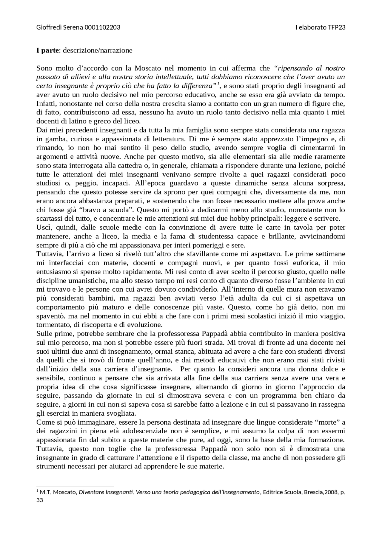 Primo elaborato Teoria e pratica della formazione Michele Caputo 2023 ...