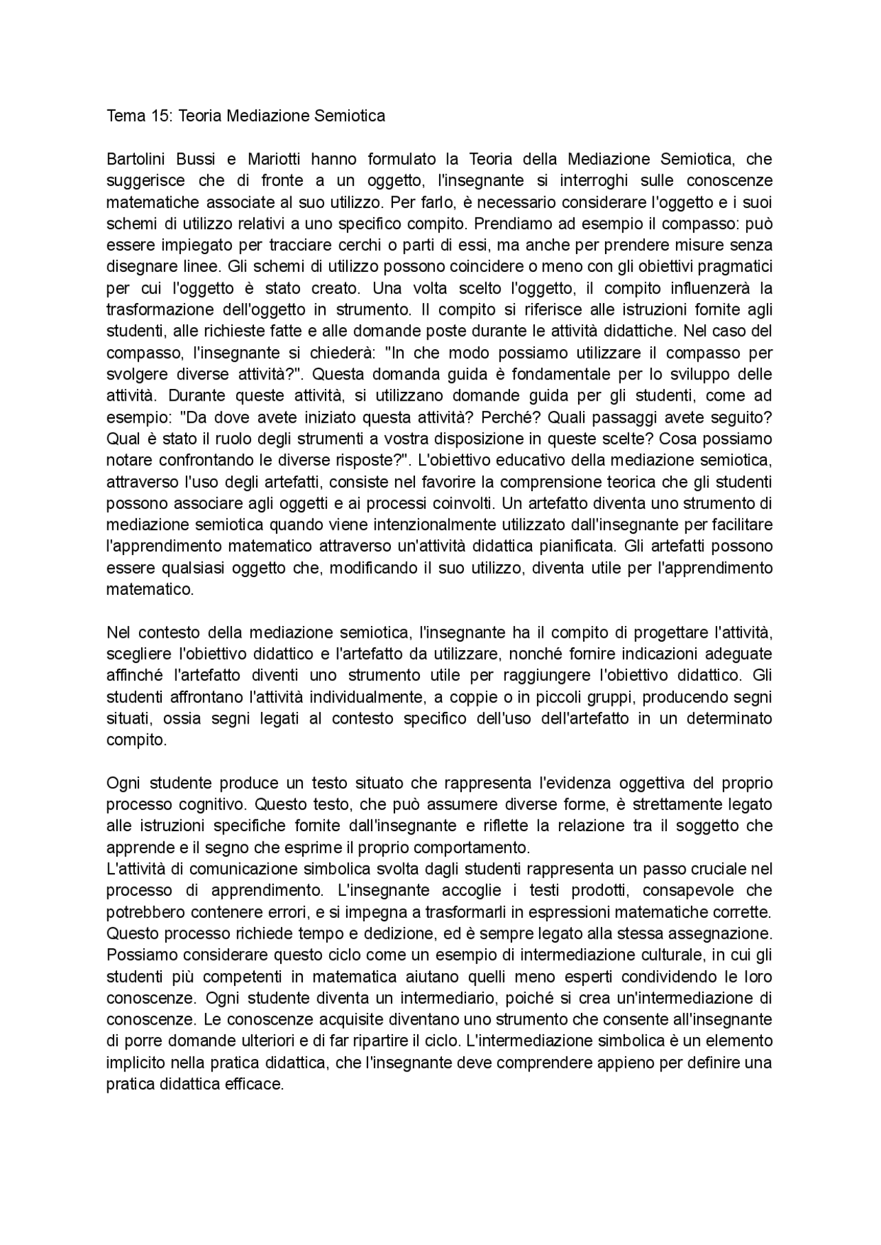 Tema 15 Quadro Mediazione Semiotica Appunti Di Didattica Della