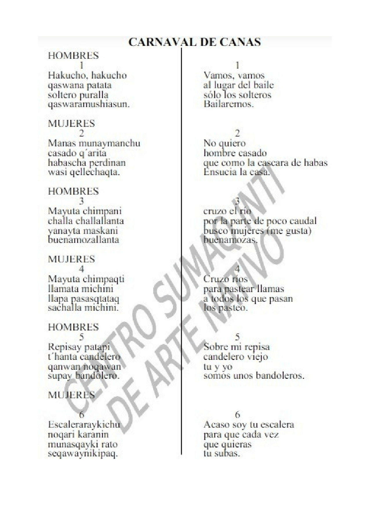 Letras completas del carnaval de Canas Cuzco Perú | Resúmenes de Artes ...