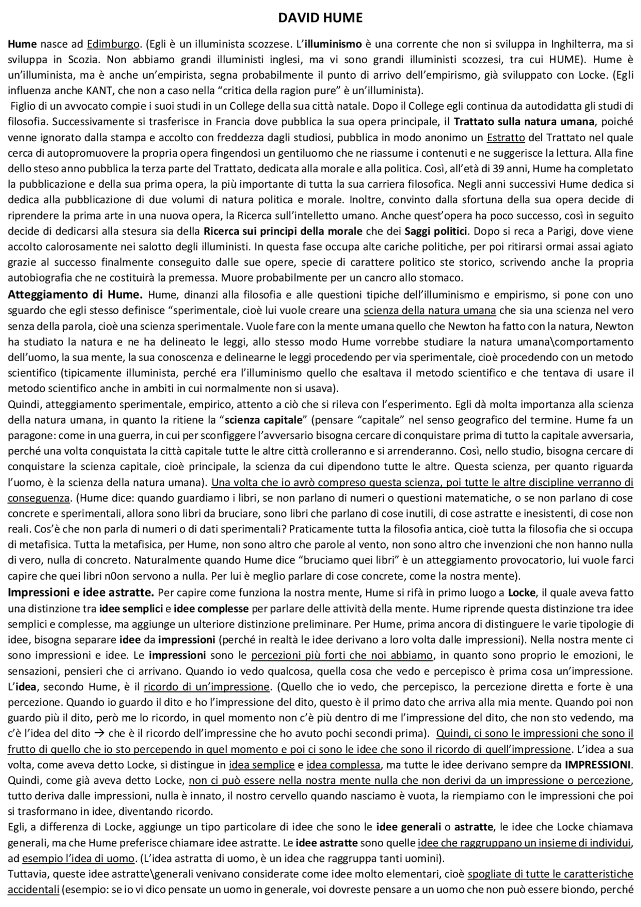 Spiegazione Dettagliata Di David Hume Appunti Di Storia Della