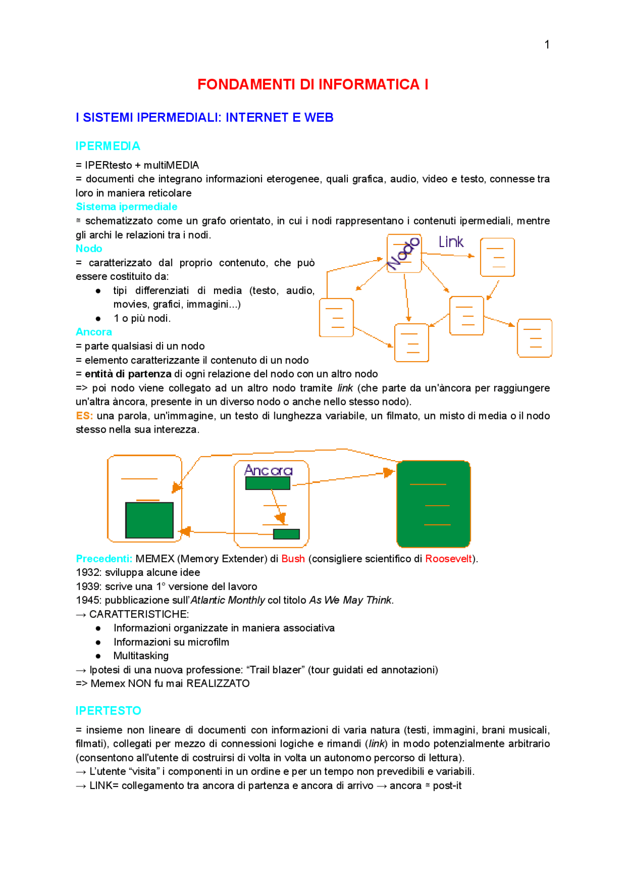 Appunti completi del corso di Fondamenti di Informatica I, Dattolo, uniud | Appunti di ...