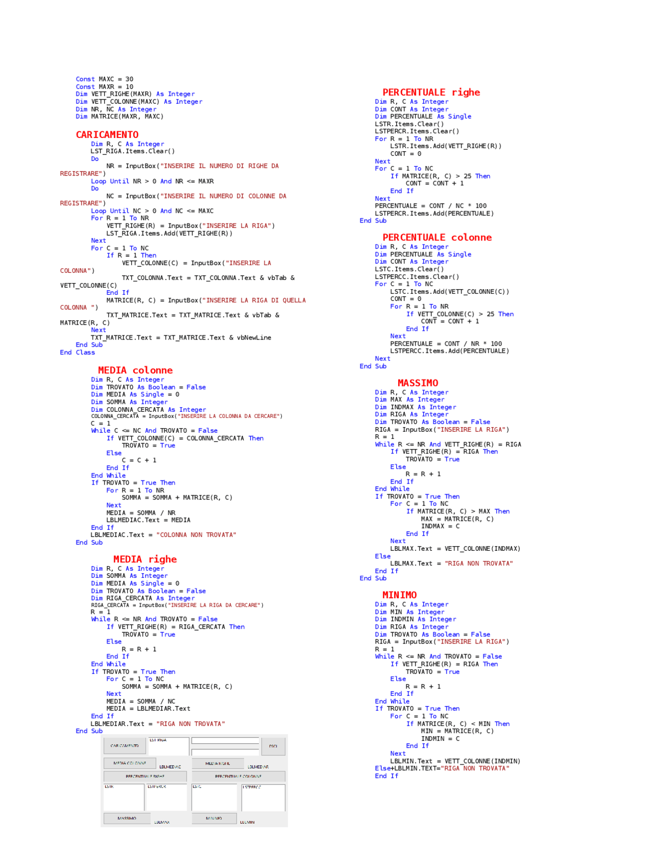 Schema sull'utilizzo delle matrici in informatica | Appunti di ...
