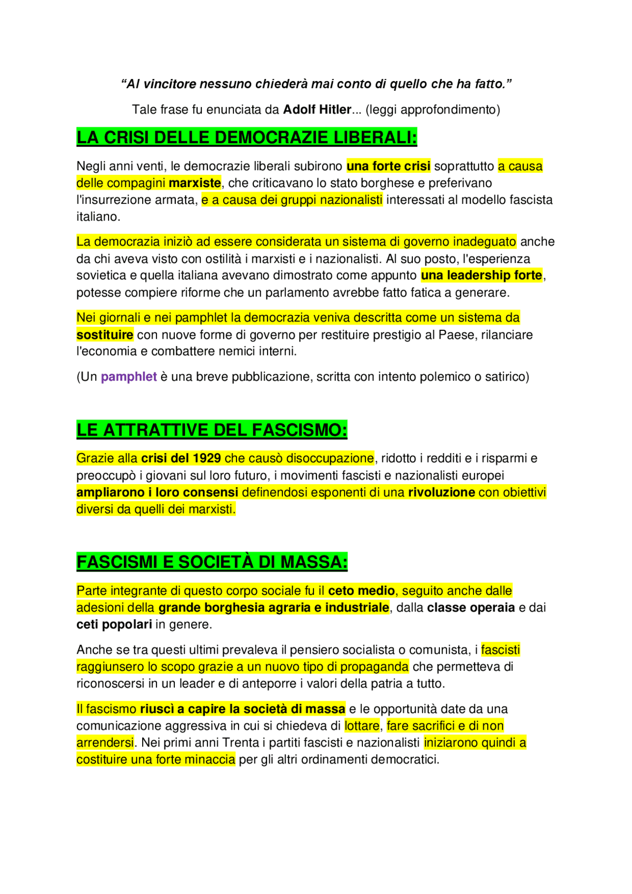 Il nazismo e Hitler + approfondimenti | Schemi e mappe concettuali di ...