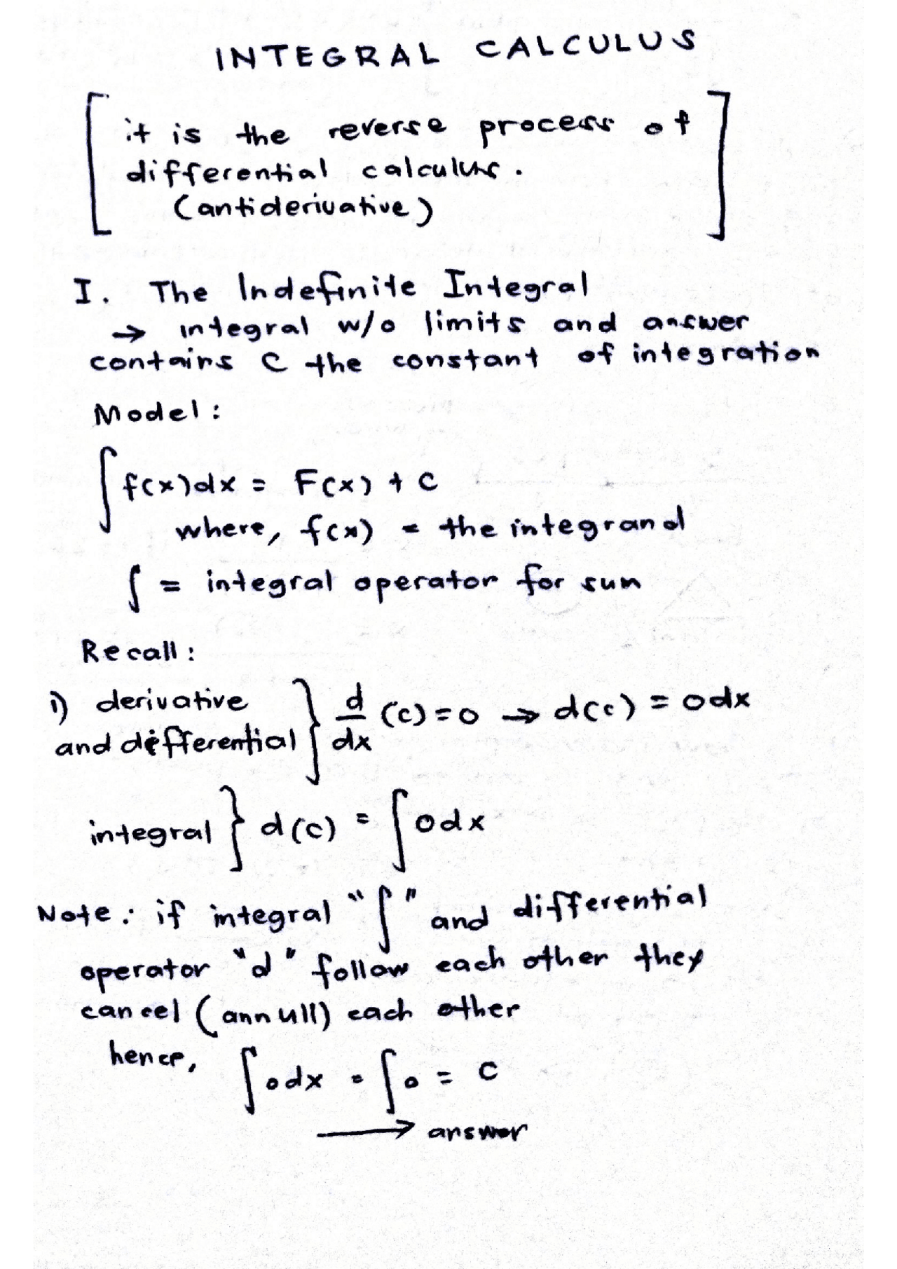 Integral Calculus notes with problems and solutions | Study notes ...