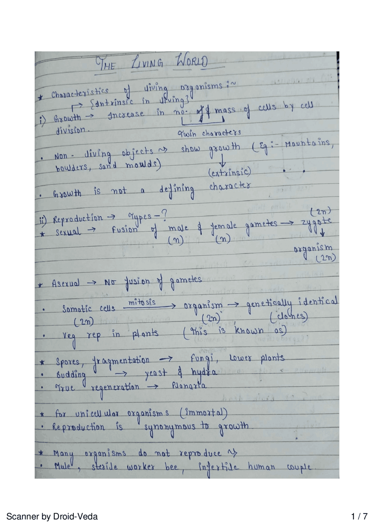 THE LIVING WORLD CLASS 11 | Lecture notes Biology | Docsity