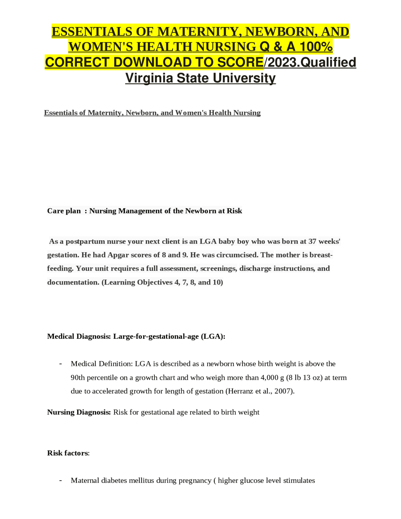 NSG 6020: EENT EXAM WITH SOLUTIONS 2023.Qualified Virginia State ...