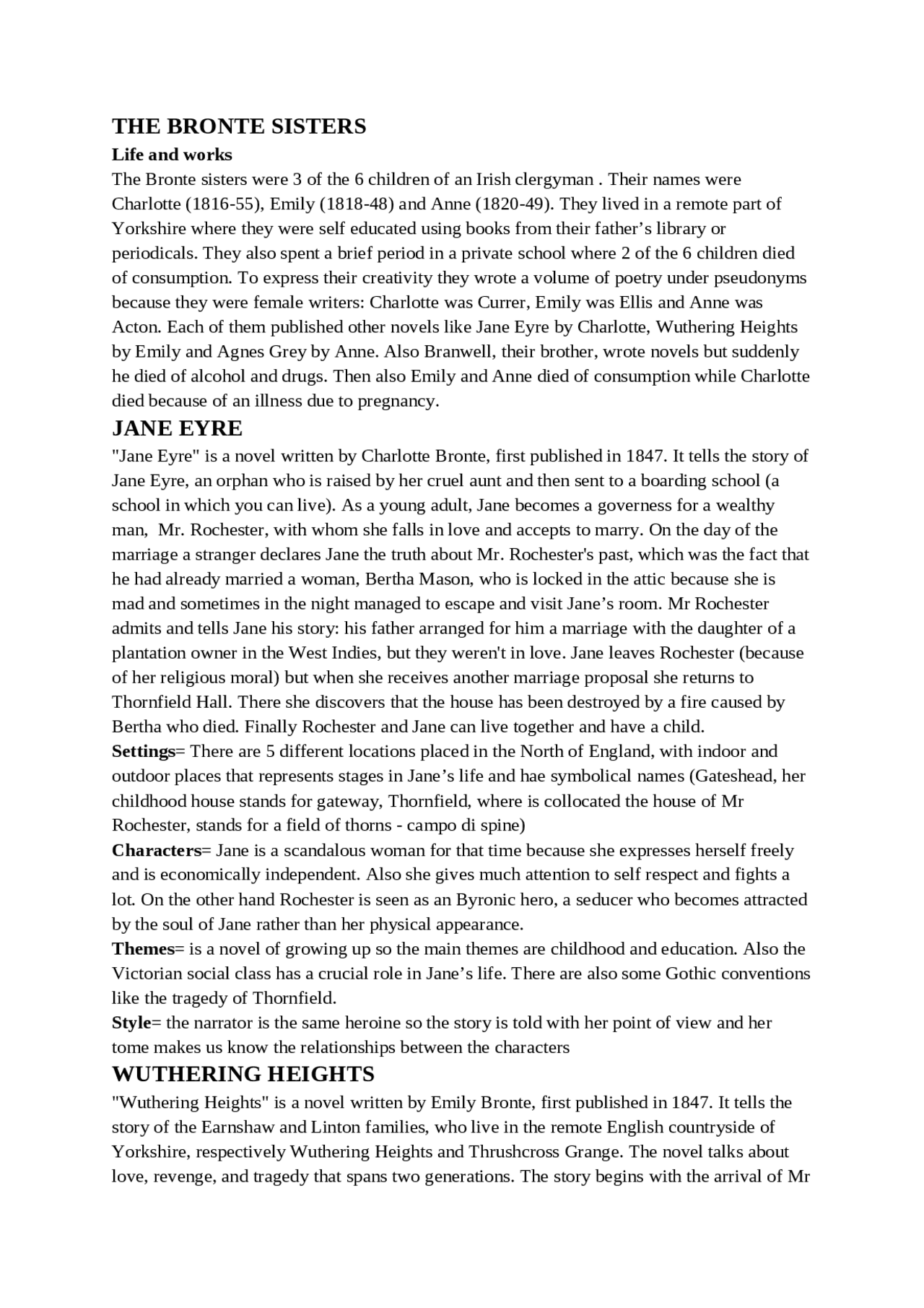 The Bronte Sisters, Dickens, Stevenson e Wilde | Appunti di Inglese ...