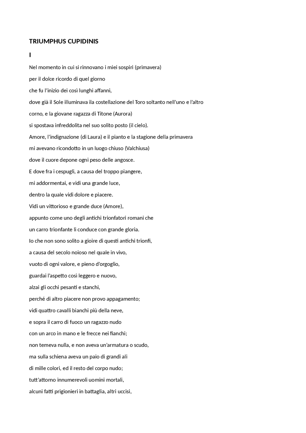 Parafrasi dei Triumphi ed. Mursia | Sbobinature di Letteratura Italiana ...