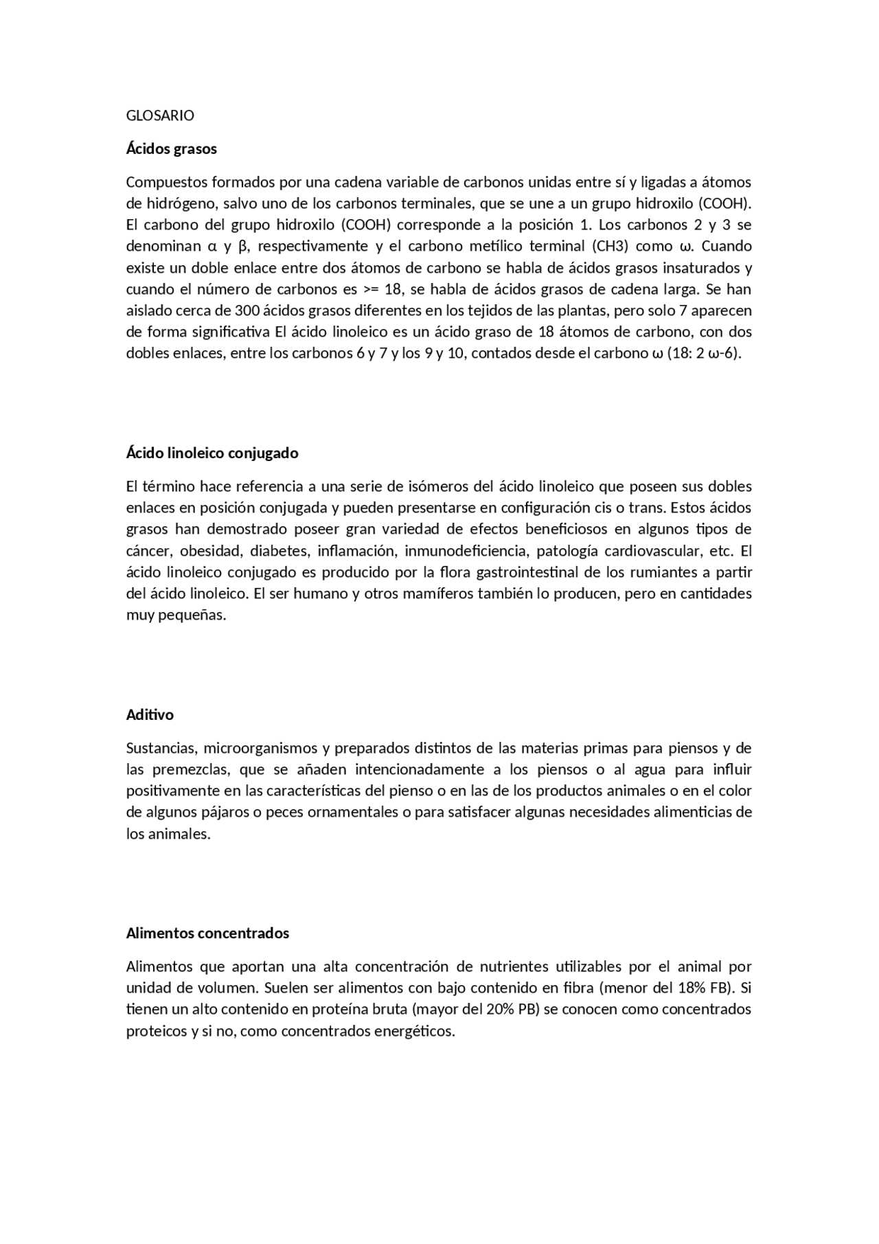 Glosario De Nutrición Y Alimentación Resúmenes De Nutrición Docsity