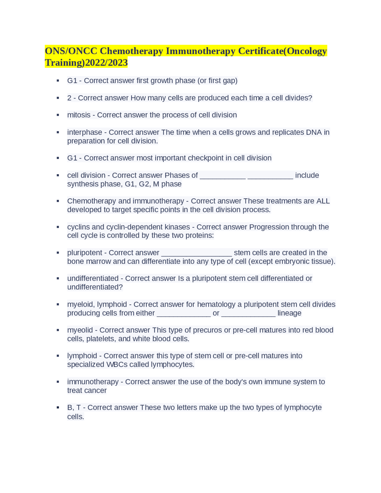 ONS/ONCC Chemotherapy Immunotherapy Certificate(Oncology Training)2022/ ...