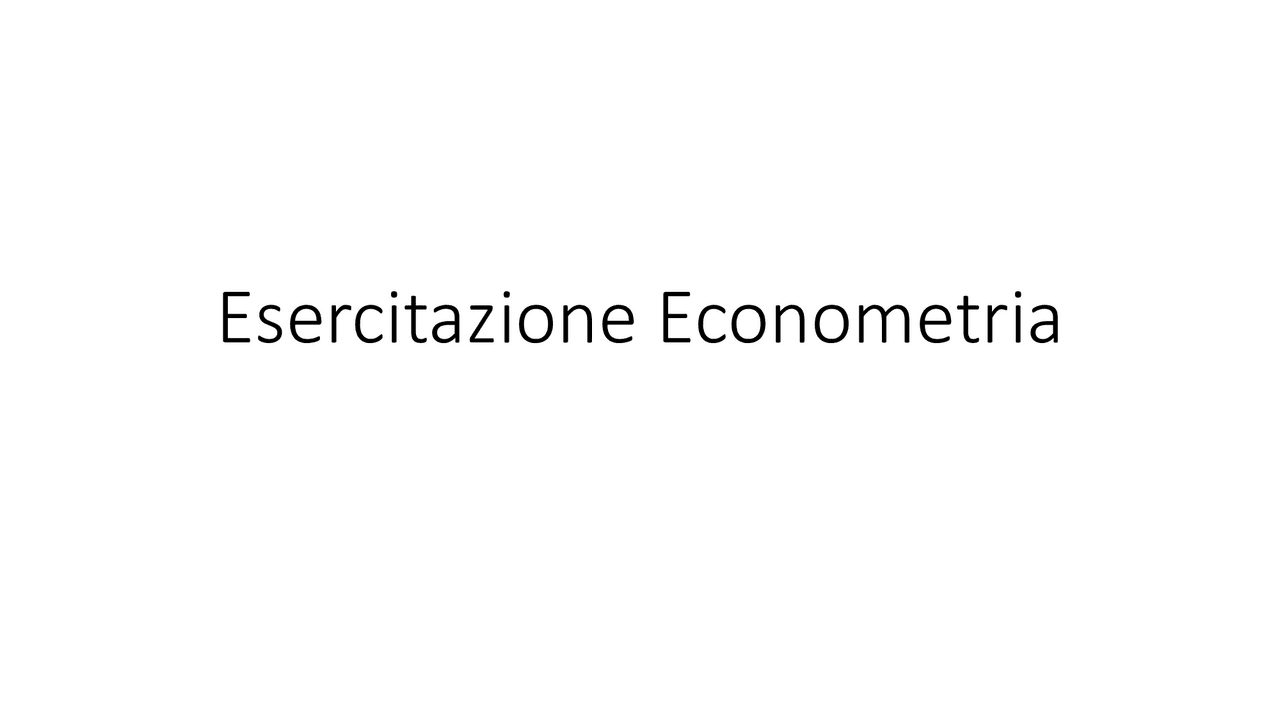 Econometria Esercizi 20222023 Esercizi Di Econometria Docsity