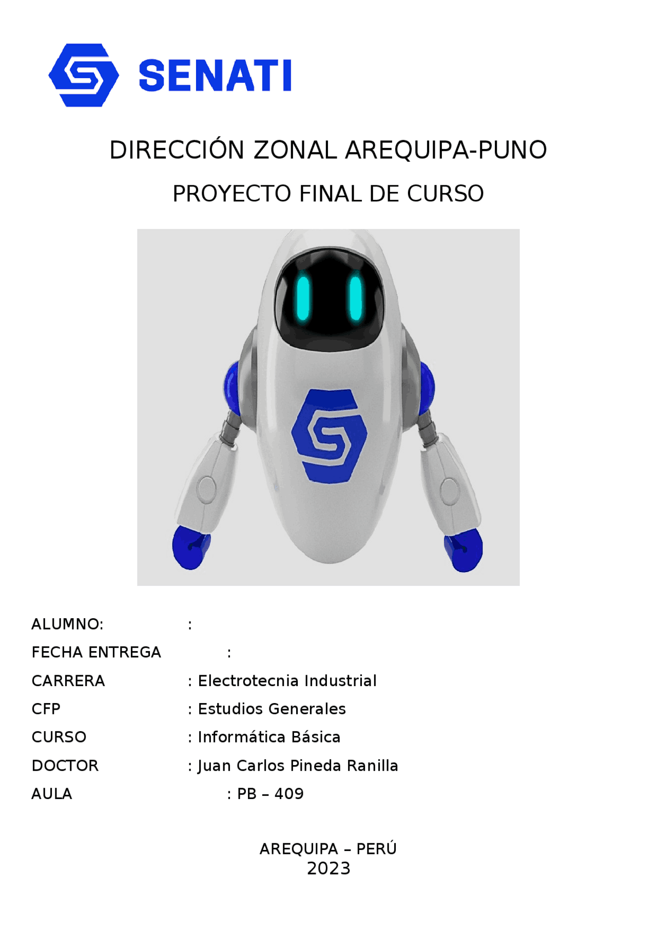 caratula de informatica | Ejercicios de Informática | Docsity