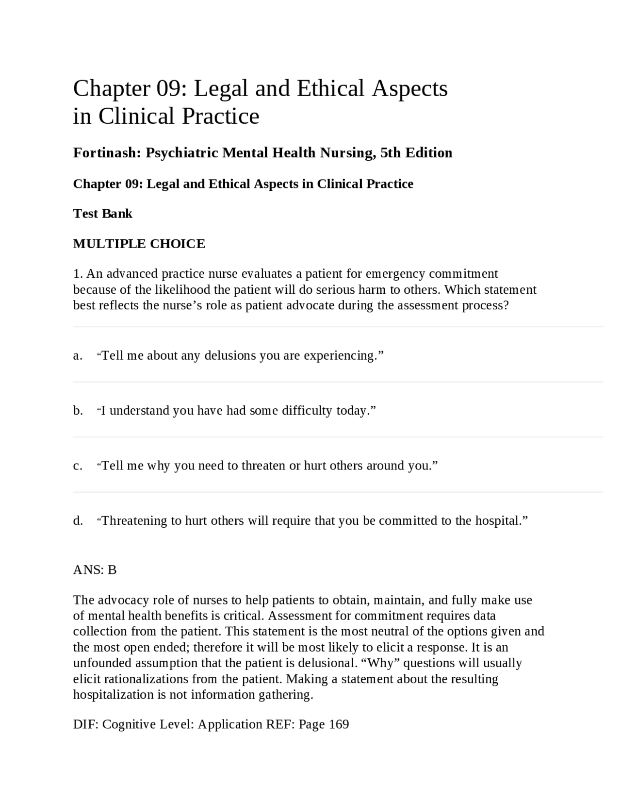 Chapter 09: Legal and Ethical Aspects in Clinical Practice | Exams ...