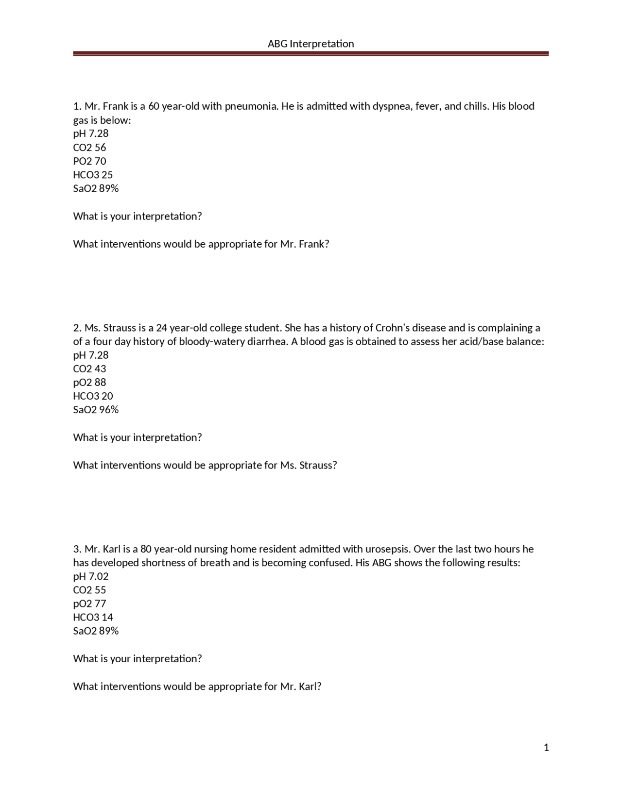 ABG Interpretation Practice Examples: Case Studies and Analysis | Cheat ...